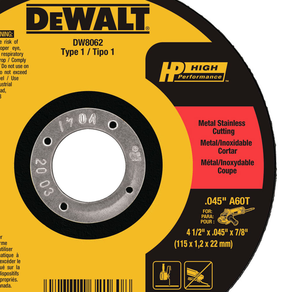 Disco de Corte 4.1/2" Dewalt DW8062 para Metal e Aço Inox | LF Máquinas ...