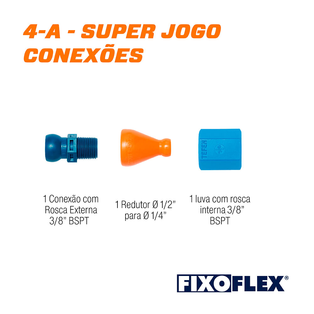 Fixoflex 4A Super Jogo Conexões AU4 Quimatic Tapmatic Sistema de 1/4 ...
