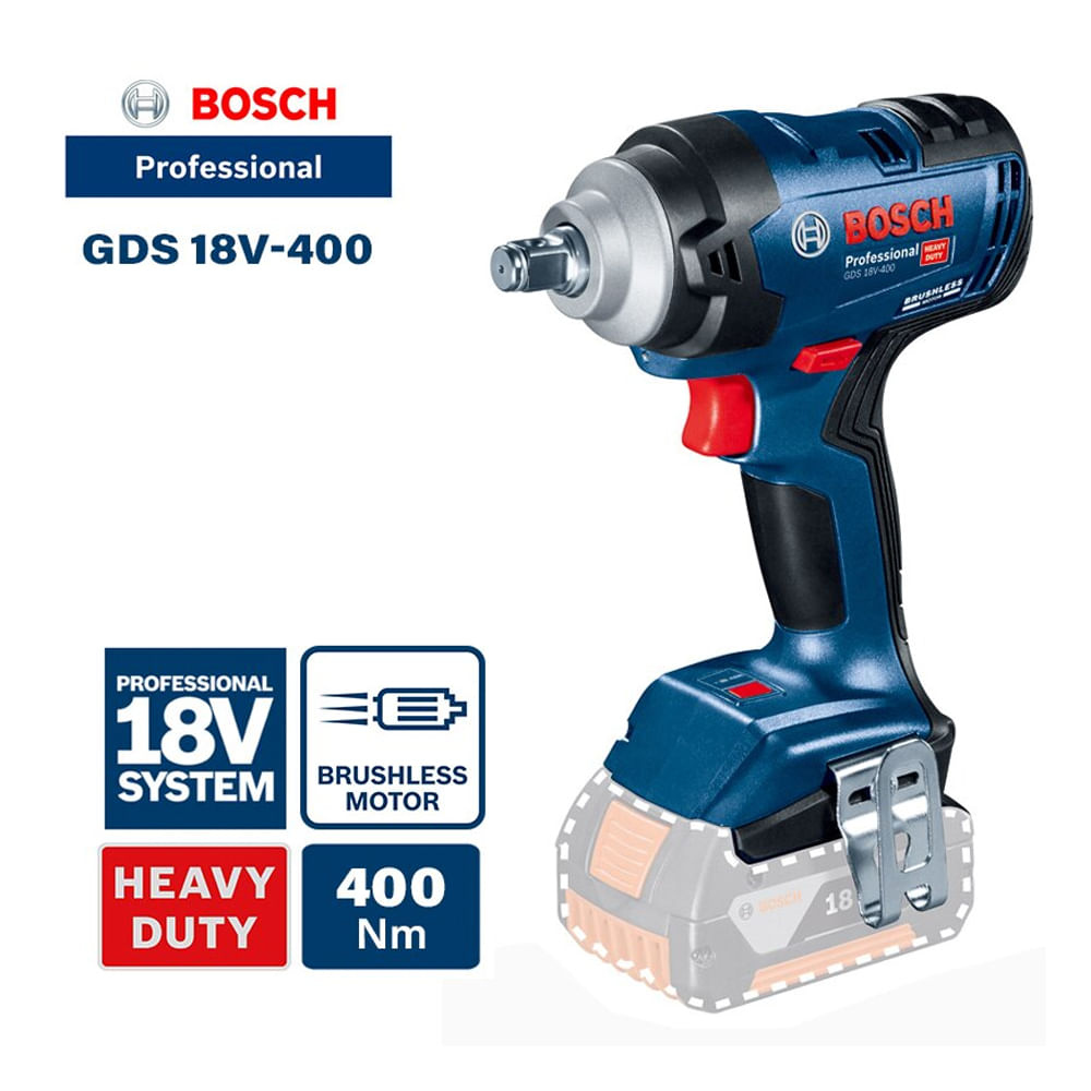 Chave De Impacto Bosch Gds 18v 400 18v Com Maleta 2 Baterias E