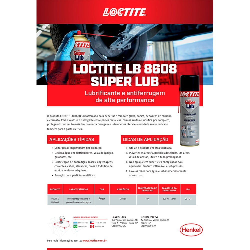 Óleo Lubrificante Loctite Super Lub LB 8608 300mL | LF Máquinas e ...