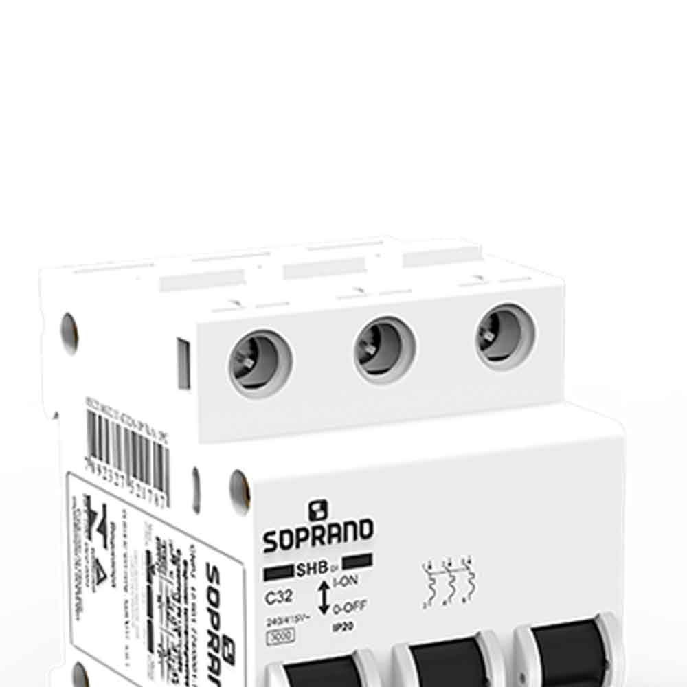 Disjuntor Din Curva C 3Ka Tripolar Soprano | LF Máquinas e Ferramentas - lfmaquinaseferramentas